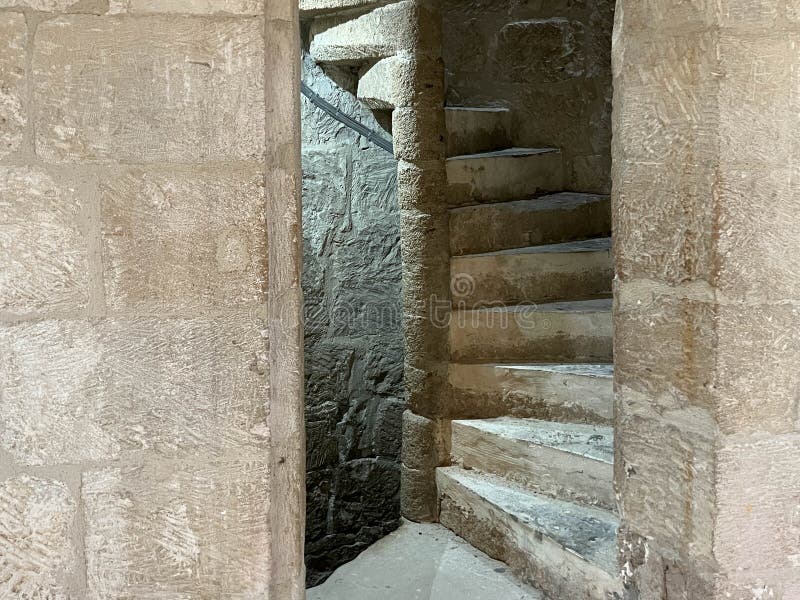 An Old, Stone Spiral Staircase in the Kolossi Castle in Cyprus ...