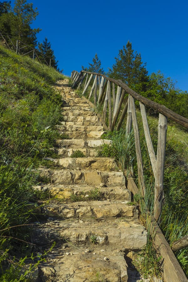 Old stone stairs on a hill stock image. Image of road - 255890775