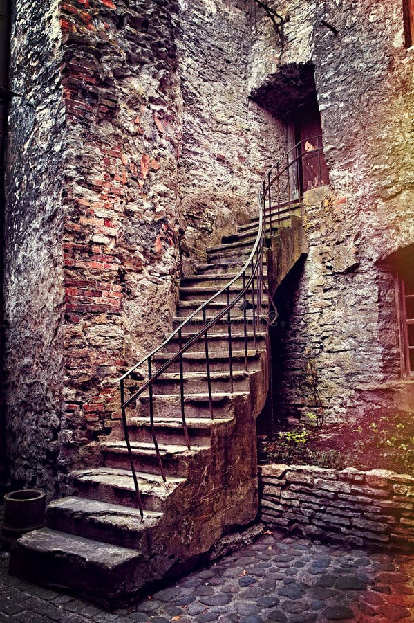 Old stone stairs and house stock image. Image of mediterranean - 27771393