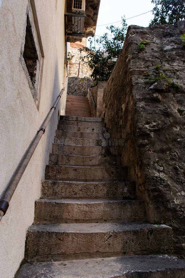 Old and Stone Stairs To the House Stock Image - Image of town, stairs ...