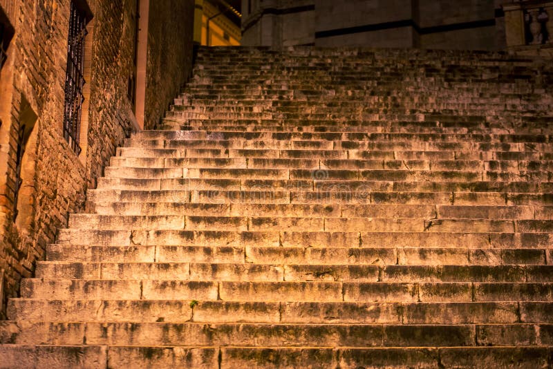 Old stone steps at night stock image. Image of wall, italy - 90302077