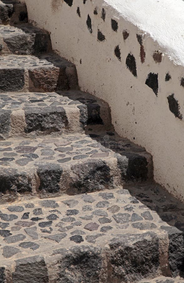 Old Stone Steps in Oia, Santorini, Greece. Stock Image - Image of ...