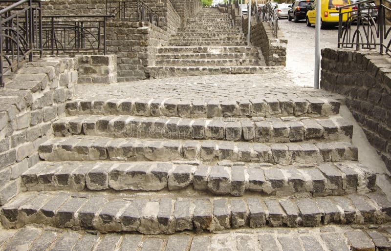 Old Stone Steps with Paving Stones Editorial Stock Image - Image of ...