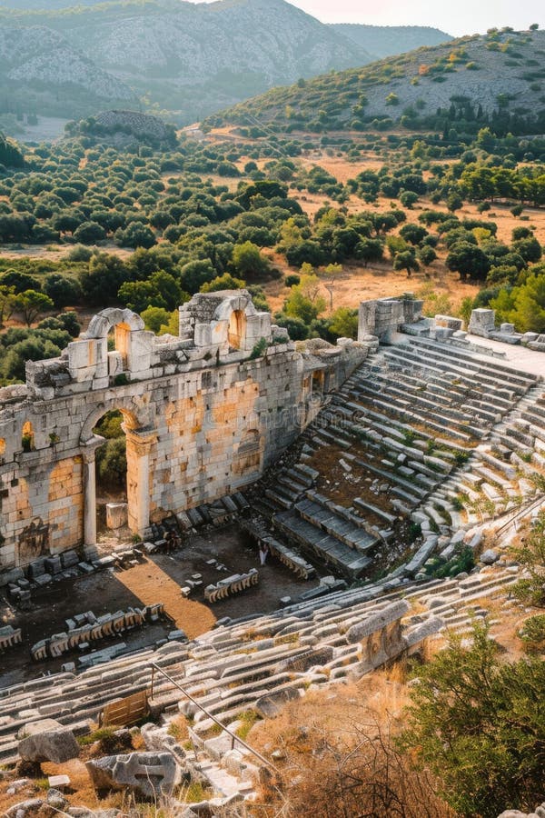 Old Stone Structure with Crumbling Columns and Arches Stock Image ...