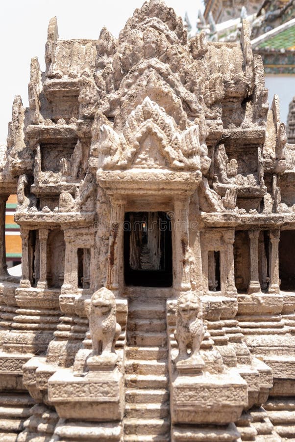 Old Stone Temple Model beside the Temple Stock Image - Image of palace ...