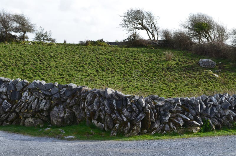Old Stone Wall Along a Pasture in Ireland Stock Image - Image of remote ...