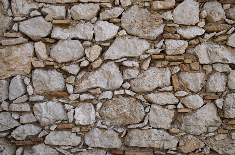 Old Stone Wall with Ceramic Pieces Close Stock Image - Image of pattern ...