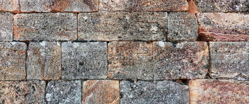 Old Stone Wall Cracked Bricks Weathered Texture. Ancient Brickwork ...