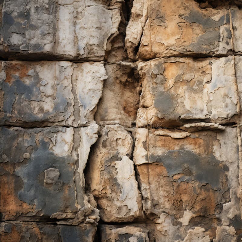 An Old Stone Wall with Cracks and Peeling Paint Stock Illustration ...