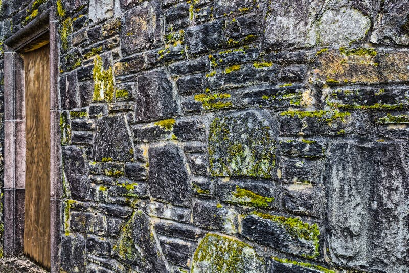 Old Stone Wall with Door on Side Stock Photo - Image of architecture ...