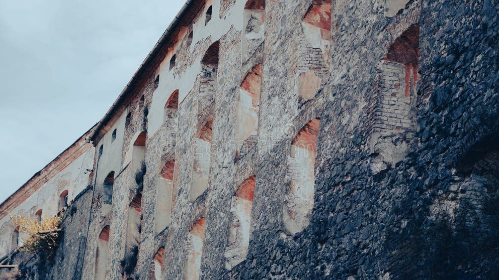 Old Stone Wall of a Medieval Castle with Weathered Surface and Textures ...