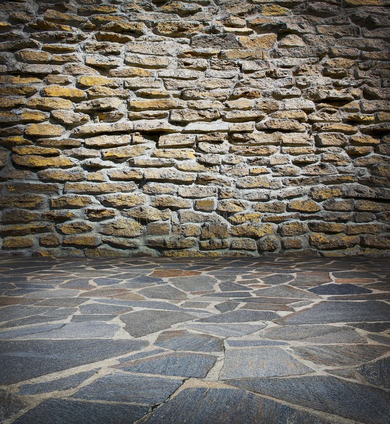 Old Stone Wall and Pavement Stock Image - Image of build, protect: 45705825