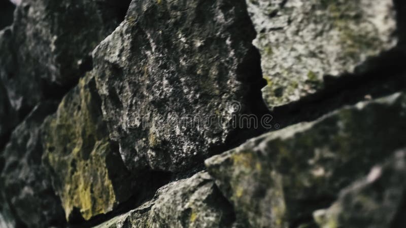 Old Stone Wall of Rotation. Rotation of an Ancient Medieval Wall Close ...
