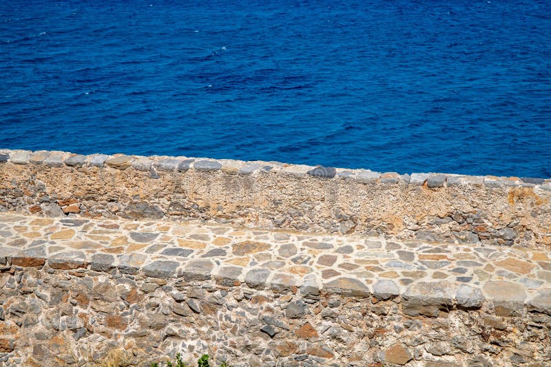 Old Stone Wall by the Sea in the Mediterranean Stock Image - Image of ...