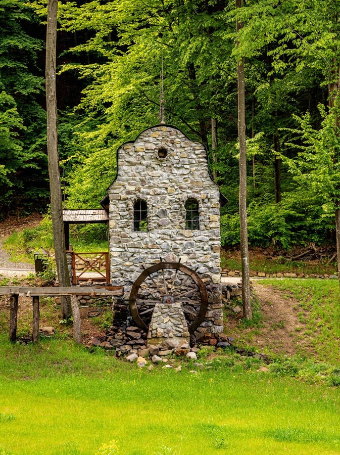 Ancient stone watermill. stock image. Image of construction - 249891183