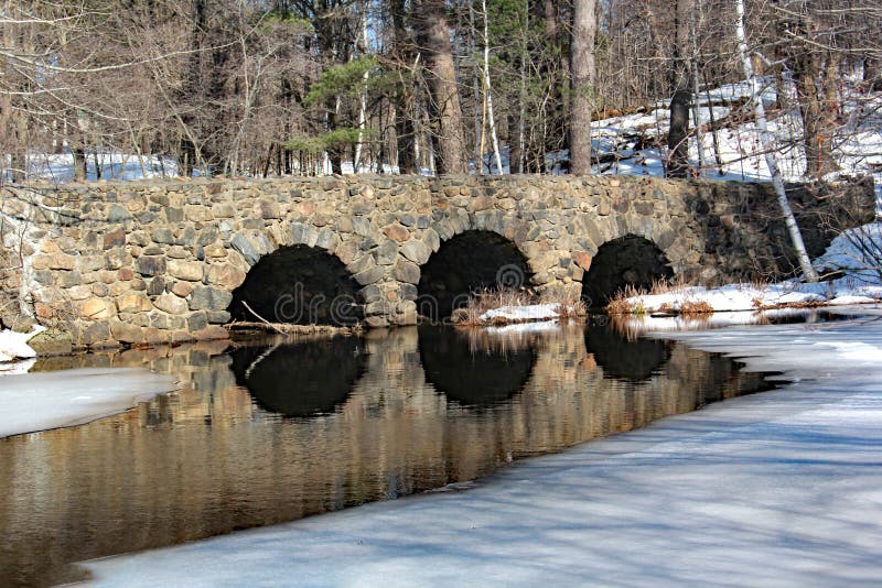Old Stoned Arched Bridge in Sunny Winter Stock Image - Image of autumn ...