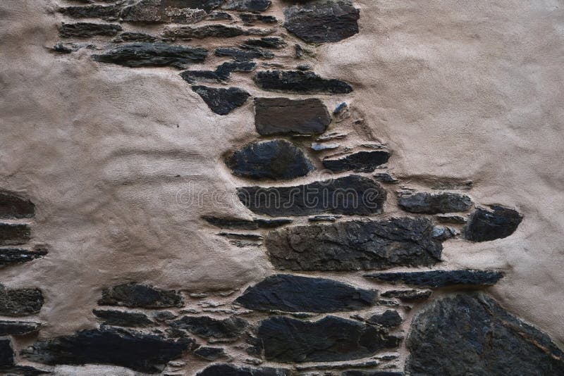 Old Stonework Wall with Plaster Stock Image - Image of neutral, detail ...