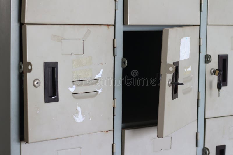 Old Storage Cabinet, Metal Cupboard Locker Stock Image - Image of ...