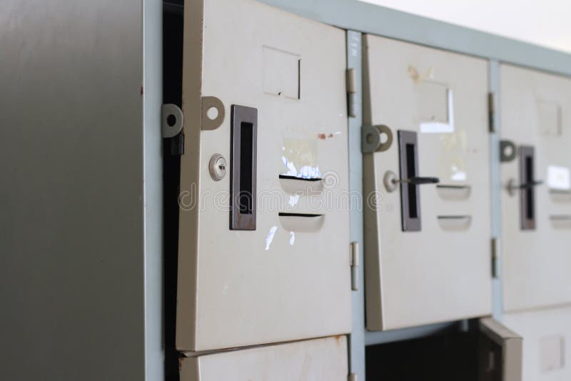 Old Storage Cabinet, Metal Cupboard Locker Stock Image - Image of ...