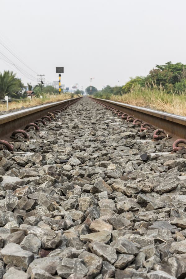 Straight Rail Track with Stones. Indian Railway Line Stock Image ...