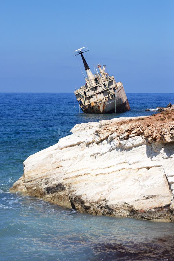 Old Stranded Ship. Paphos. Cyprus Stock Image - Image of ship, summer ...