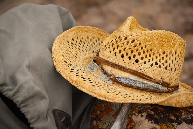 Old Straw Hat with Backpack Stock Image - Image of journey, worn: 94889483
