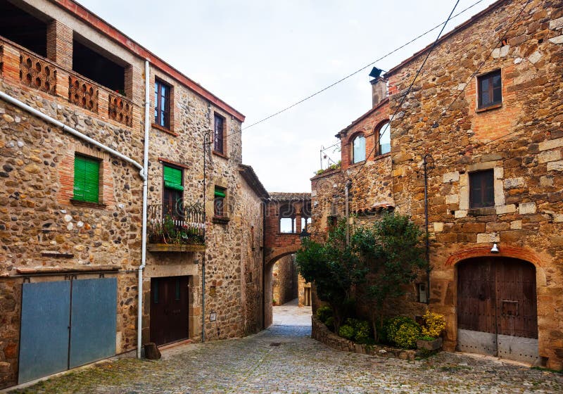 Old Street in Catalan Village. Pubol Stock Image - Image of girona ...