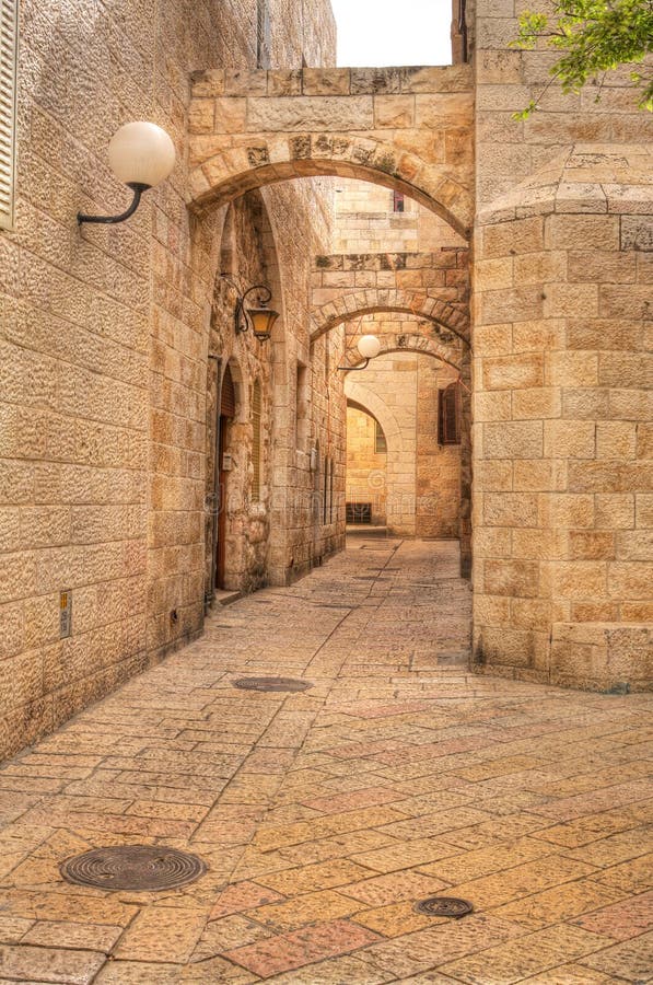 Old Street in Jerusalem, Israel. Stock Photo - Image of popular, house ...