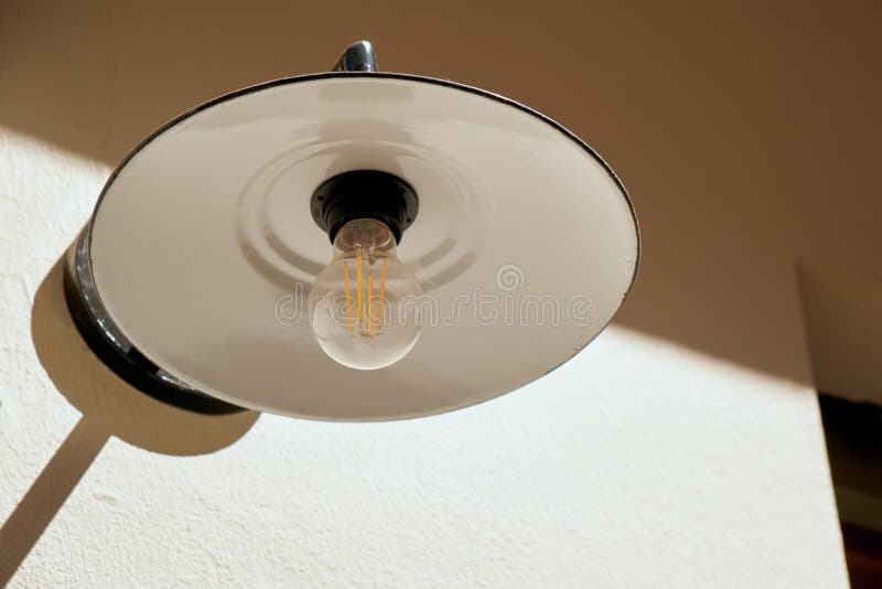 Old Street Lamp in the Form of a Plate with a Modern LED Lamp. Stock ...