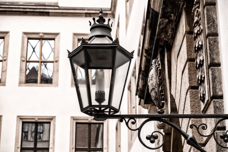 Old Street Lamp on Wall of Building Stock Image - Image of light ...