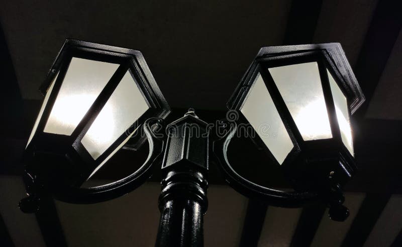 Old Street Lights in the Dark Background, Vintage Lamps Stock Photo ...
