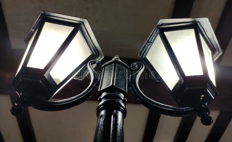 Old Street Lights in the Dark Background, Vintage Lamps Stock Image ...