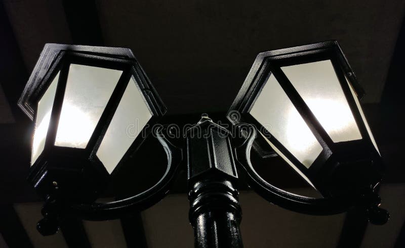 Old Street Lights in the Dark Background, Vintage Lamps Stock Image ...