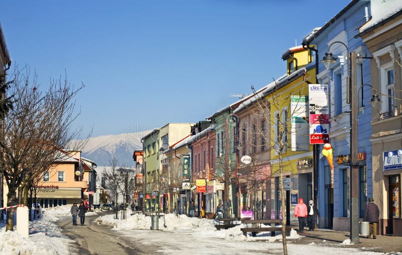 Old Street in Liptovsky Mikulas. Slovakia Editorial Image - Image of ...
