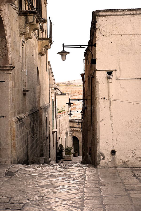 The old street of Matera stock photo. Image of mediterranean - 100954212