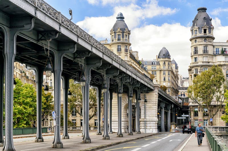 Old Street with Metro Line Over it, Paris Editorial Stock Image - Image ...