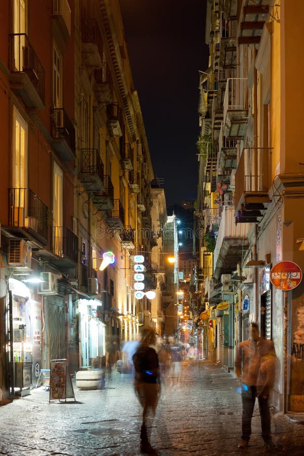 Old Street of Naples at Night Editorial Image - Image of italy ...