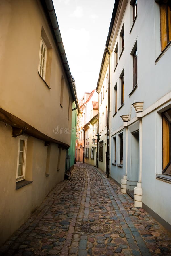 Old street in Riga stock image. Image of latvian, tight - 8423321