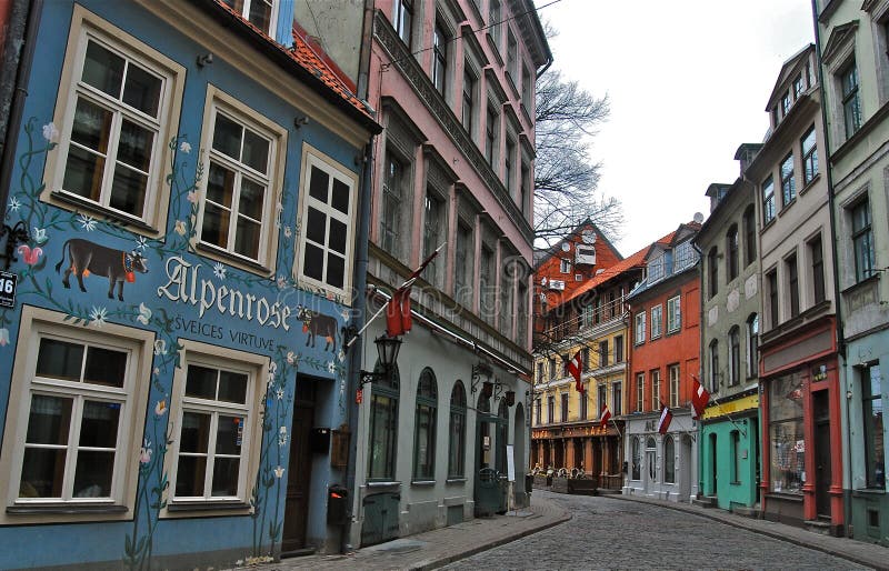 Old Street in Riga, Latvia. Editorial Image - Image of hall, city: 43840360