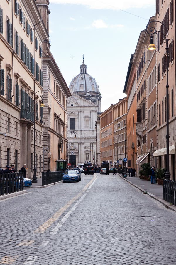 Old street in Rome, Italy editorial stock image. Image of paved - 45145144