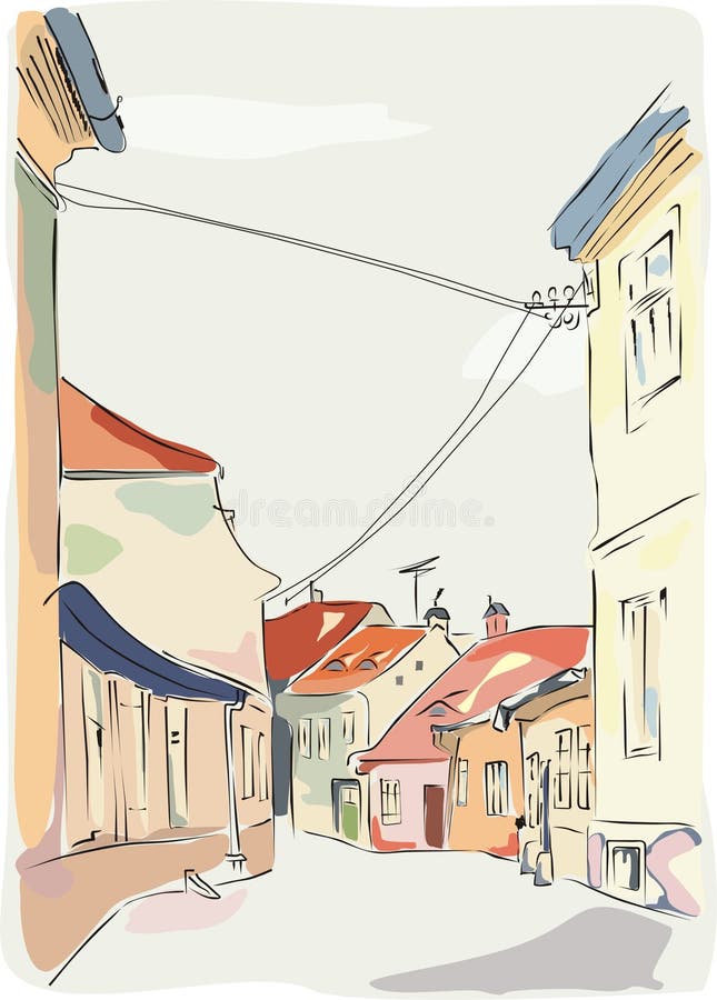 Sibiu Skyline at Different Daytimes Stock Vector - Illustration of ...