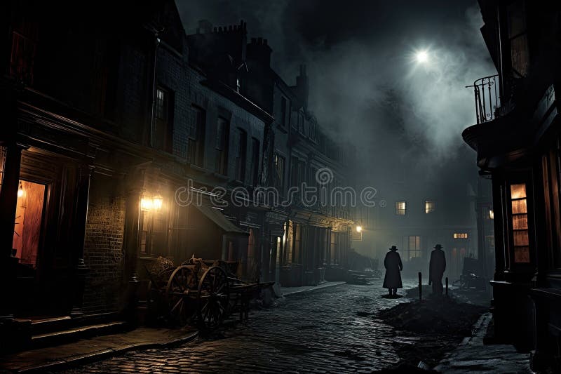 Old Street in the Old Town at Night with Fog. 3d Rendering, AI ...