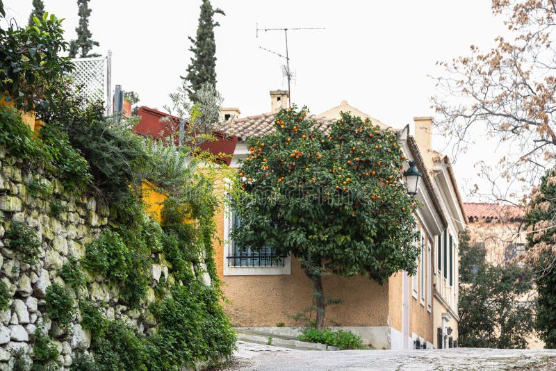 Old Streets Near the Acropolis of Athens Stock Photo - Image of plaka ...