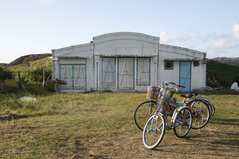 Old Structure Barn with Bikes at the Forground Stock Photo - Image of ...