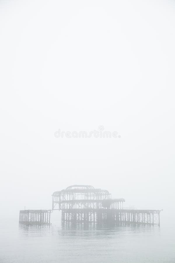 Old Structure of a Pier in the Fog Stock Photo - Image of environment ...