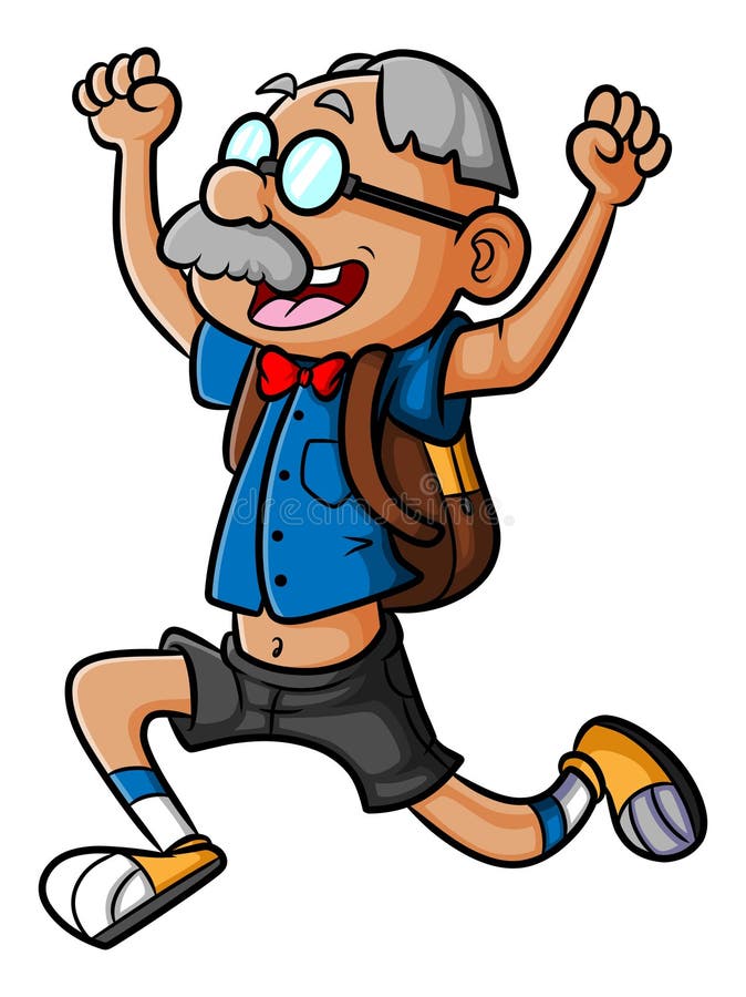 Cartoon Old Man Running