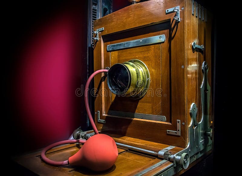Retro Wooden Camera at Studio Photographic Studio Stock Image - Image ...