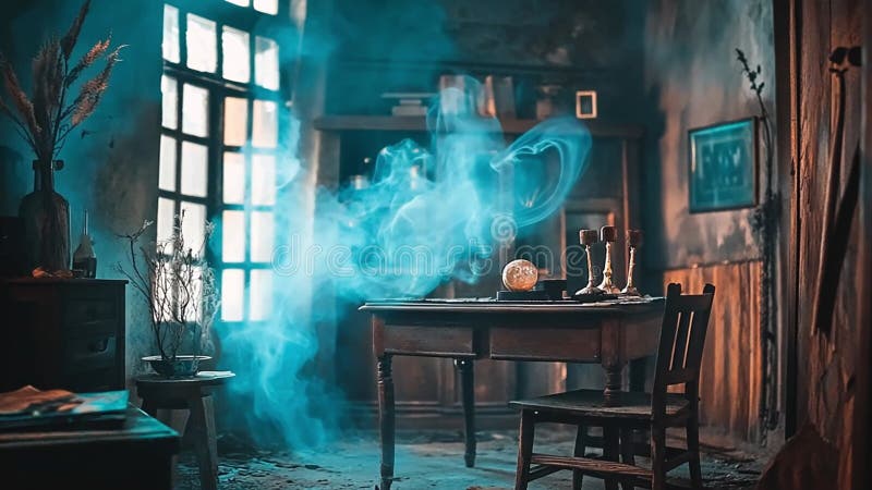 Mysterious Study with Swirling Smoke and Dim Lighting Creates an ...