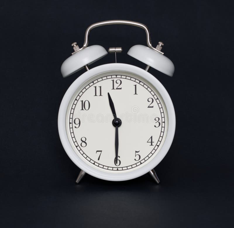 Old-style Alarm Clock, Black and White, it`s Half Past Eleven. Stock ...