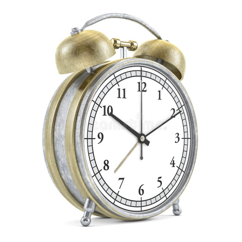 Old Style Alarm Clock Isolated on White. 3D Stock Illustration ...